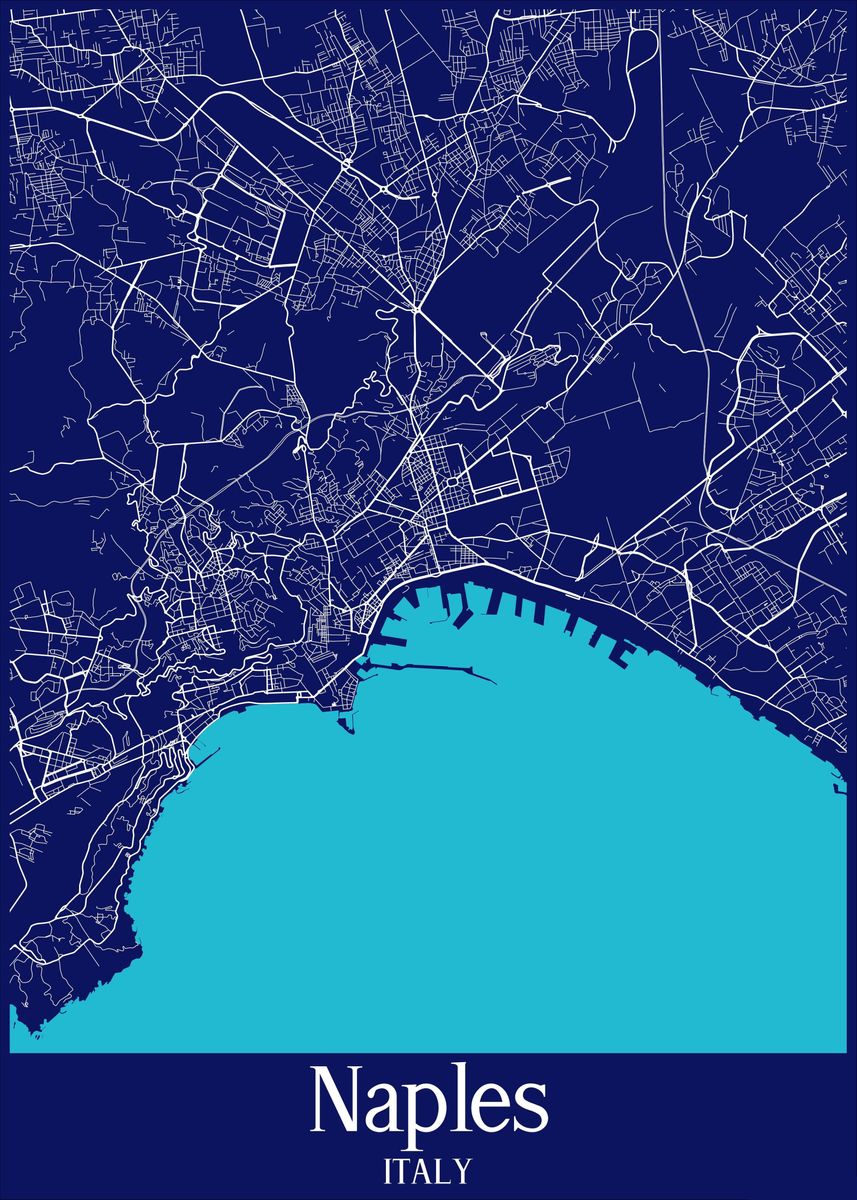 'Naples City Map Italy' Poster, picture, metal print, paint by Max Ronn ...
