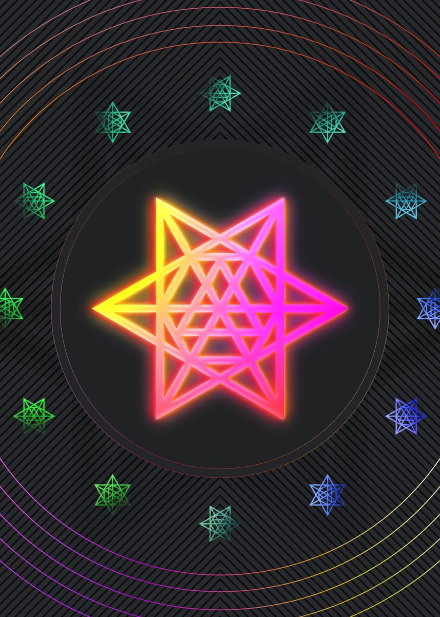 'Neon Geometric Glyph Sign' Poster, picture, metal print, paint by Holy ...