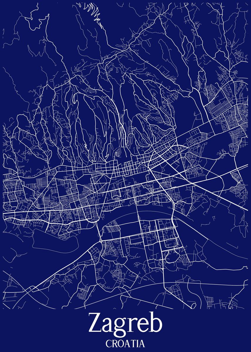 'Zagreb City Map Croatia' Poster by Max Ronn | Displate