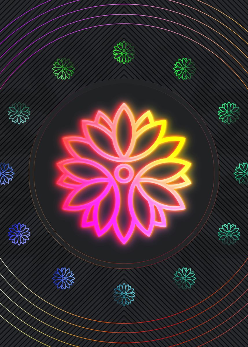 'Neon Sacred Geometry Glyph' Poster by Holy Rock Design | Displate