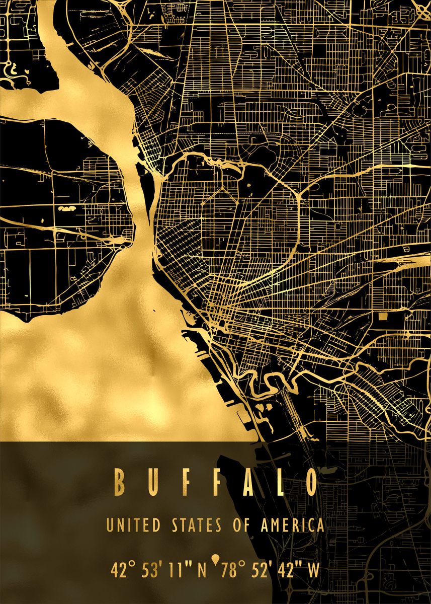 'BUFFALO MAP USA' Poster, picture, metal print, paint by Artistic ...