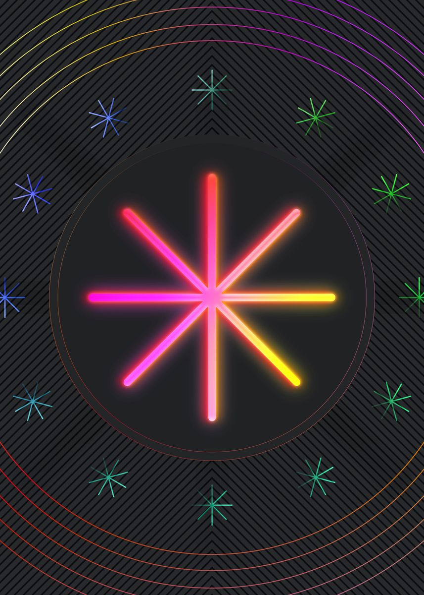 'Neon Geometric Glyph Sign' Poster by Holy Rock Design | Displate