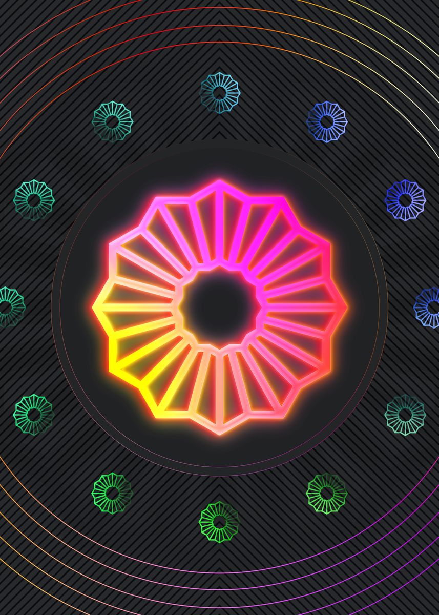 'Neon Magic Seal Sign Sigil' Poster, picture, metal print, paint by ...