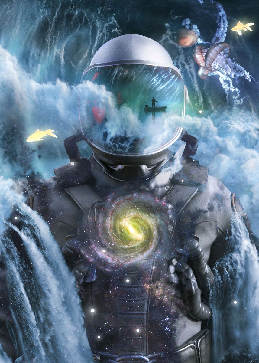 'Astronaut In The Ocean' Poster, picture, metal print, paint by Ahmed ...