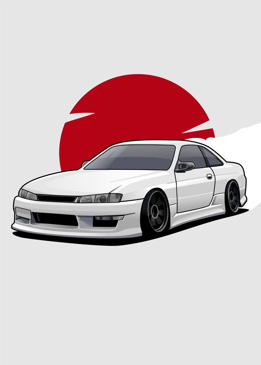 'Nissan Silvia S14' Poster, picture, metal print, paint by ...