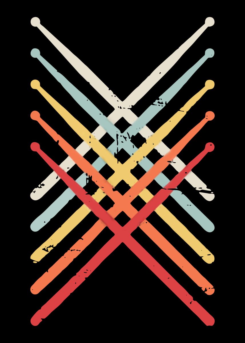 'retro vintage drummer' Poster, picture, metal print, paint by riyadi ...