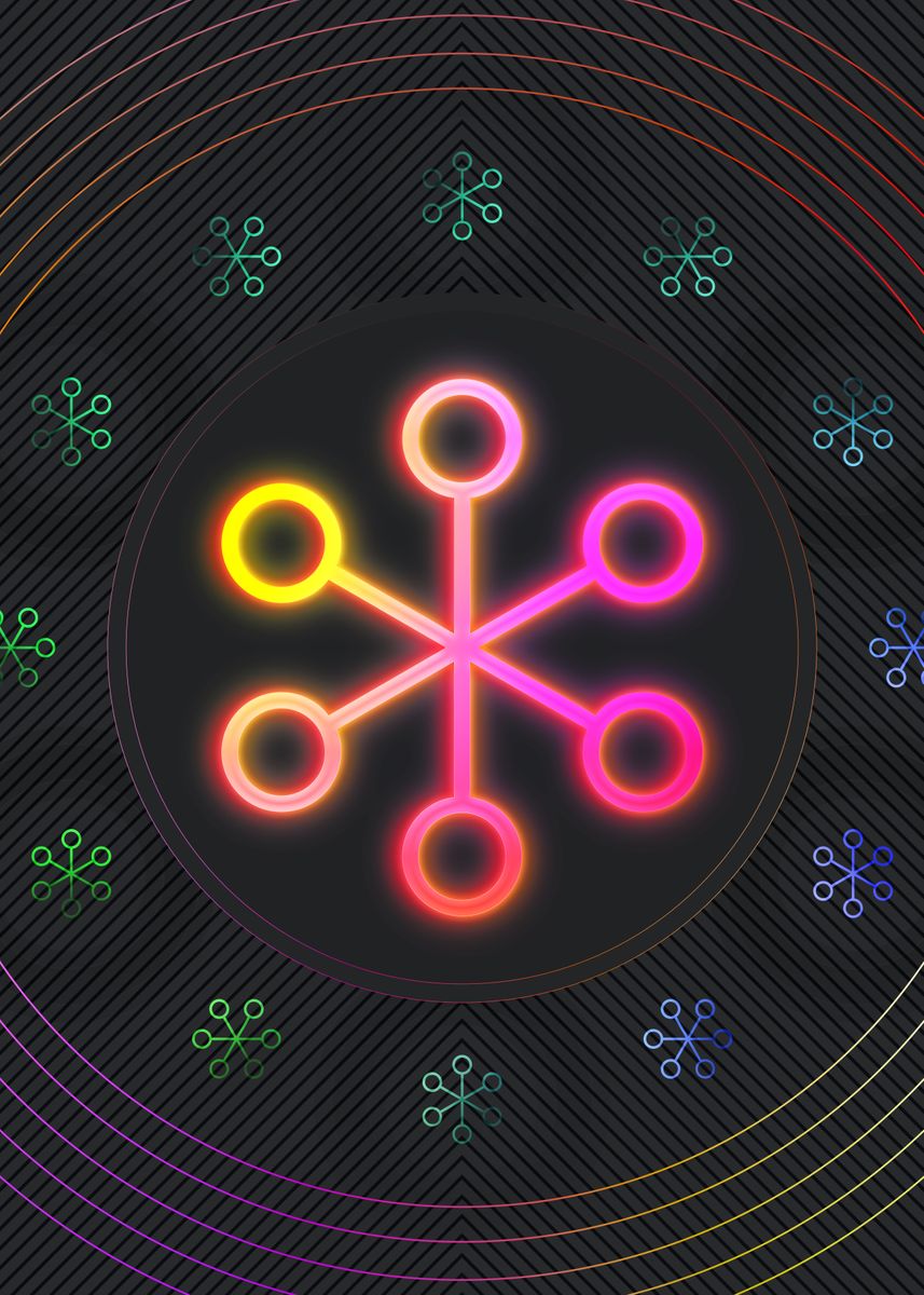 'Neon Geometric Glyph Sigil' Poster, picture, metal print, paint by ...