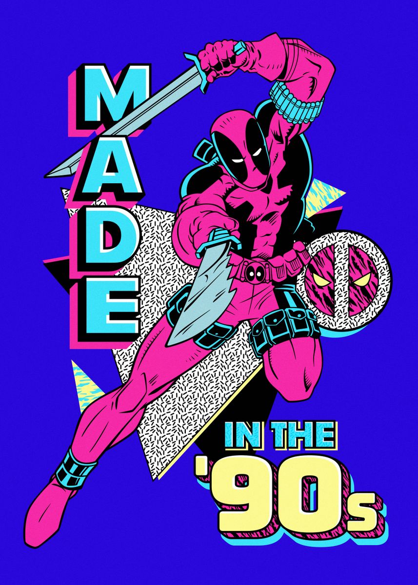 'Deadpool Made in the 90s' Poster, picture, metal print, paint by ...