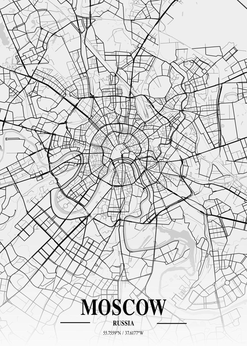 'Moscow City Map Russia' Poster by Max Ronn | Displate