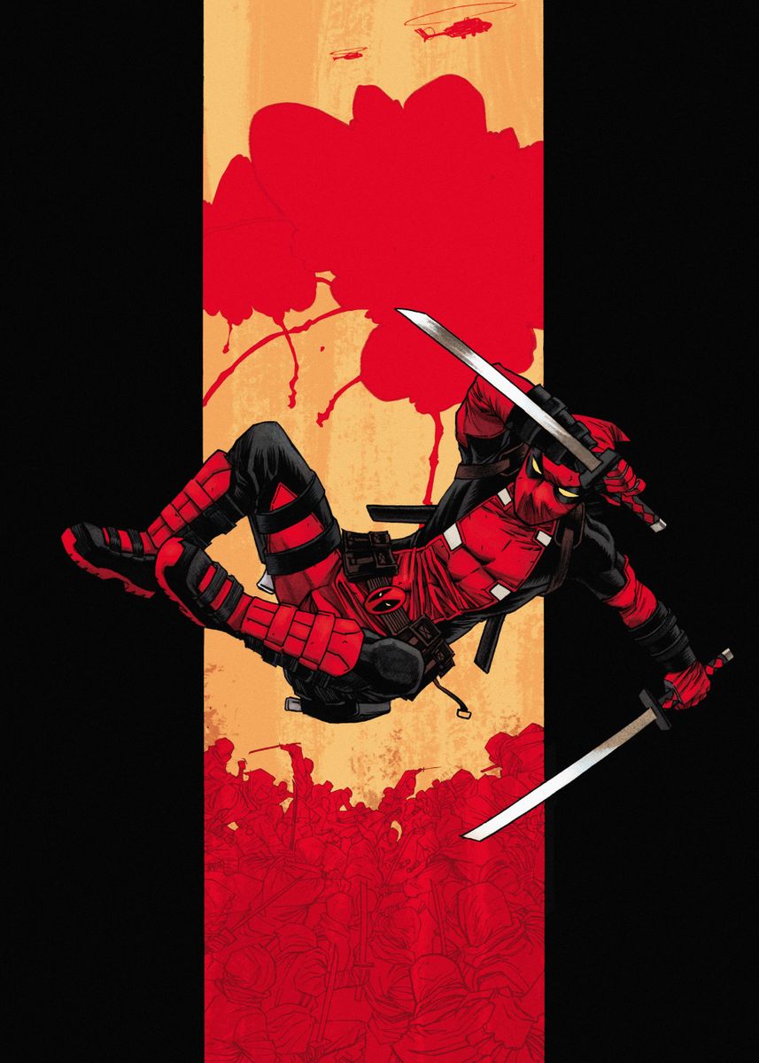 'Deadpool Katanas' Poster, picture, metal print, paint by Marvel | Displate