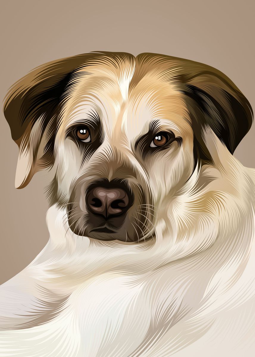 'White Yellow Dog' Poster, picture, metal print, paint by Muh Aslan ...