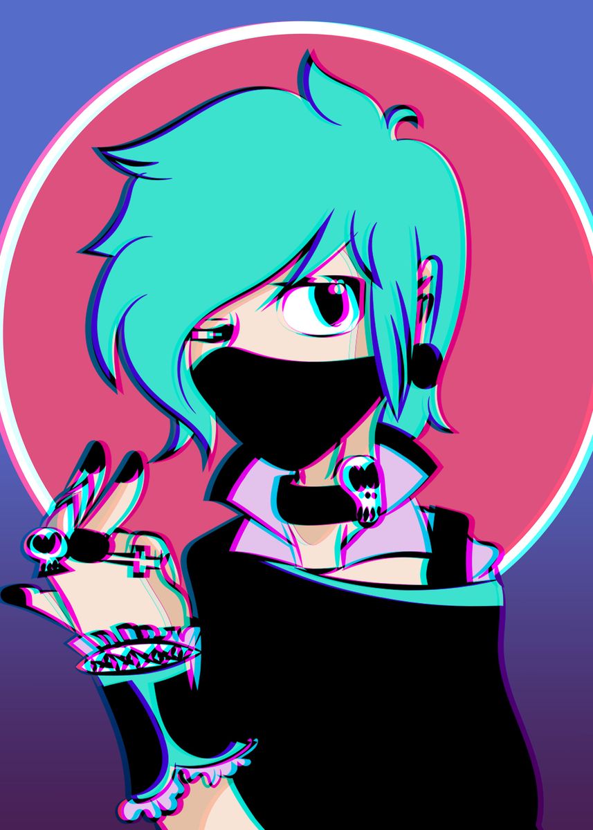 'Goth Anime Girl Kanji Weeb' Poster, picture, metal print, paint by ...