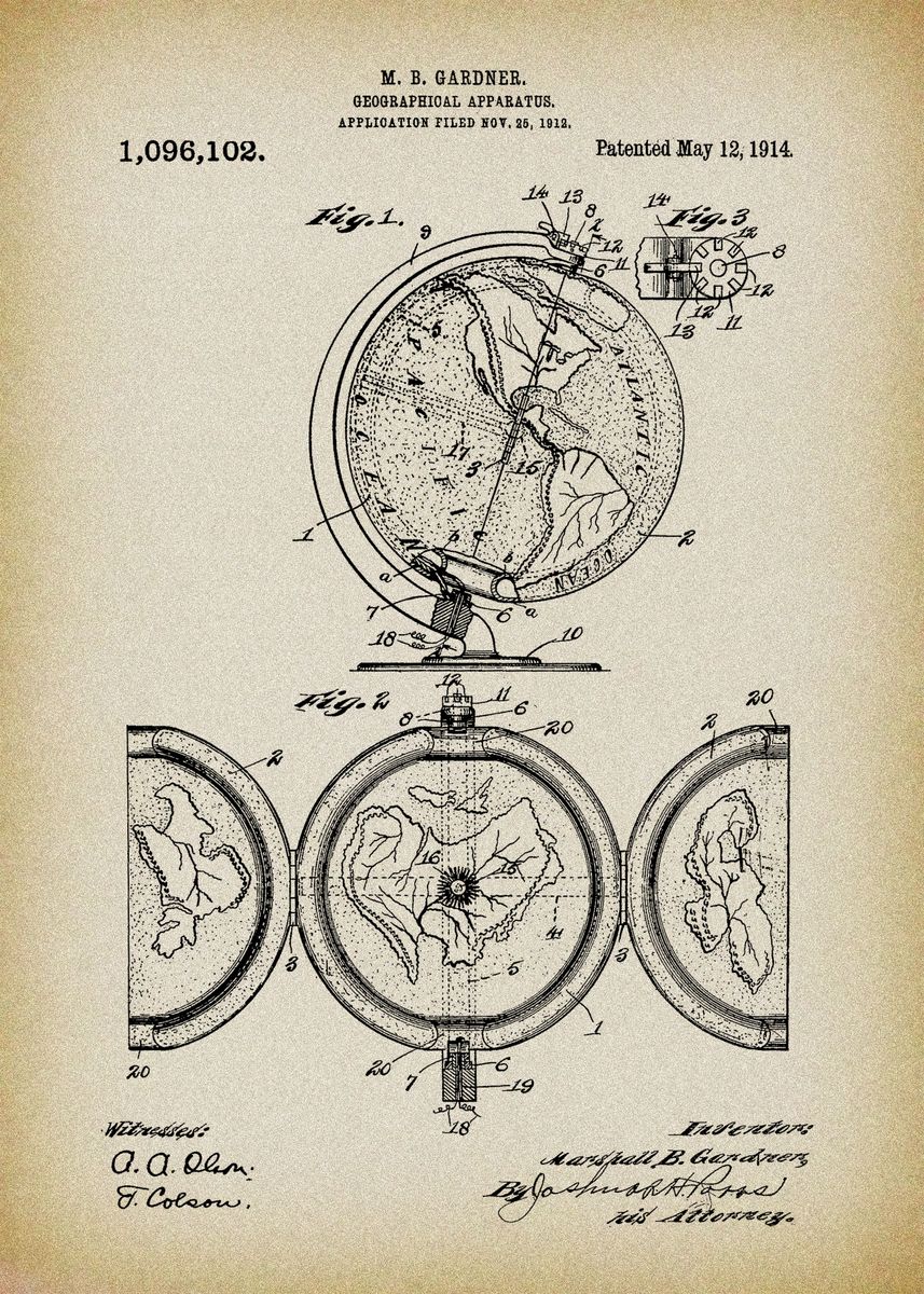 'Geographical apparatus' Poster, picture, metal print, paint by Sam Kal ...