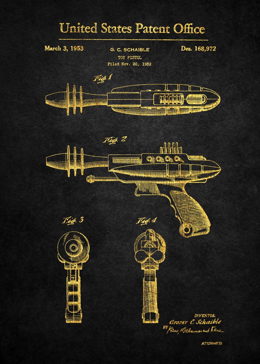 '25 Laser Gun Toy Patent 1' Poster by Jana Lara | Displate