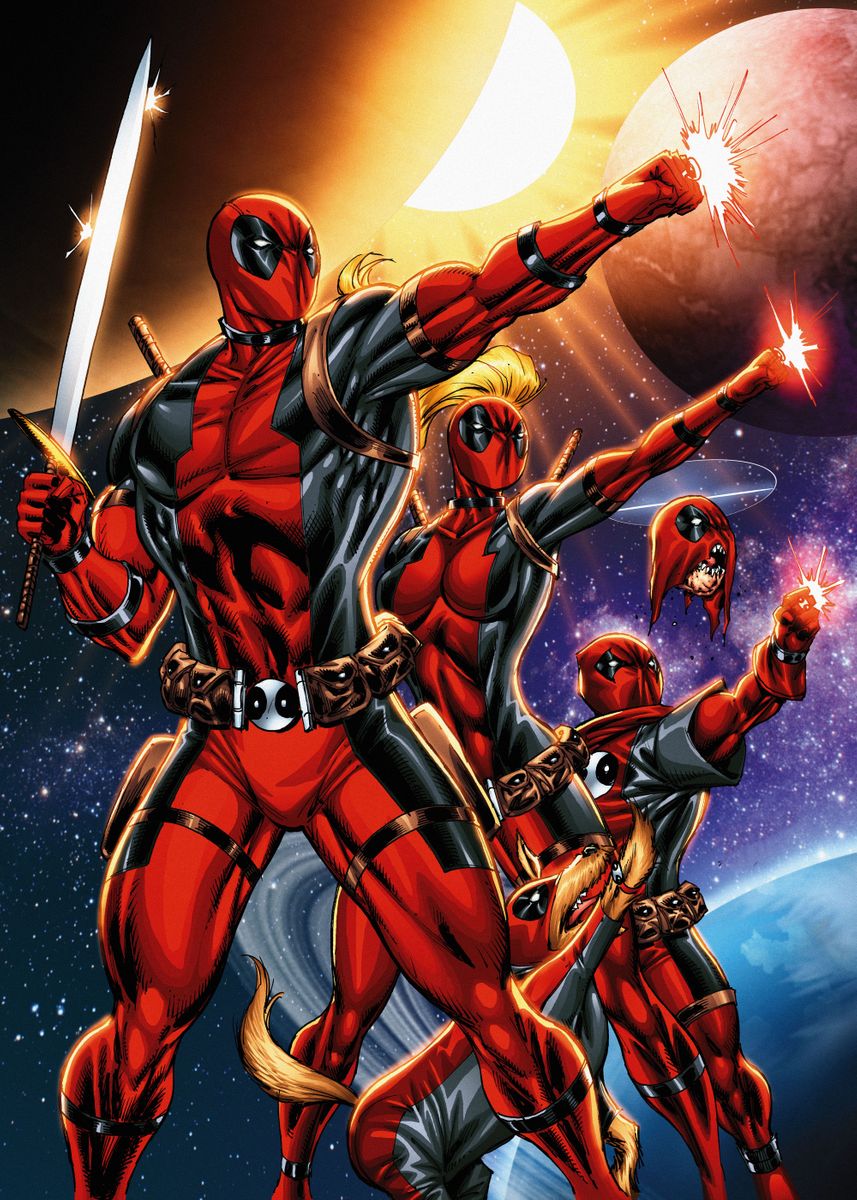 'Deadpool Corps Action Pose' Poster, picture, metal print, paint by ...