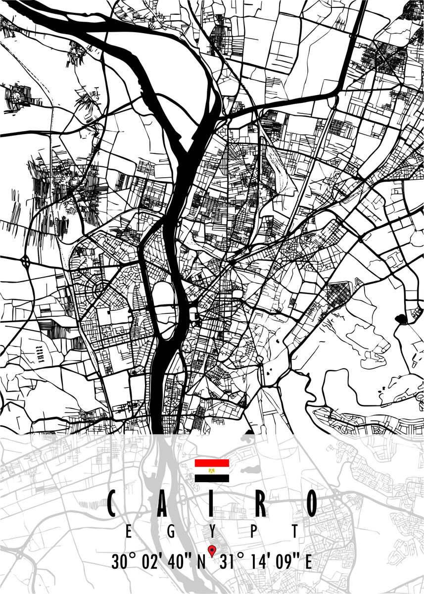 'CAIRO MAP EGYPT' Poster, picture, metal print, paint by Artistic ...
