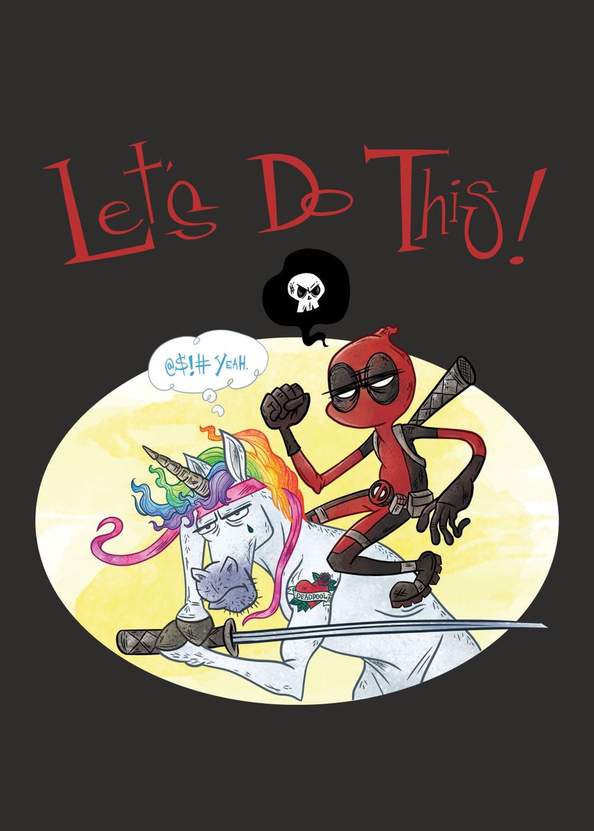 'Deadpool with Unicorn' Poster, picture, metal print, paint by Marvel ...