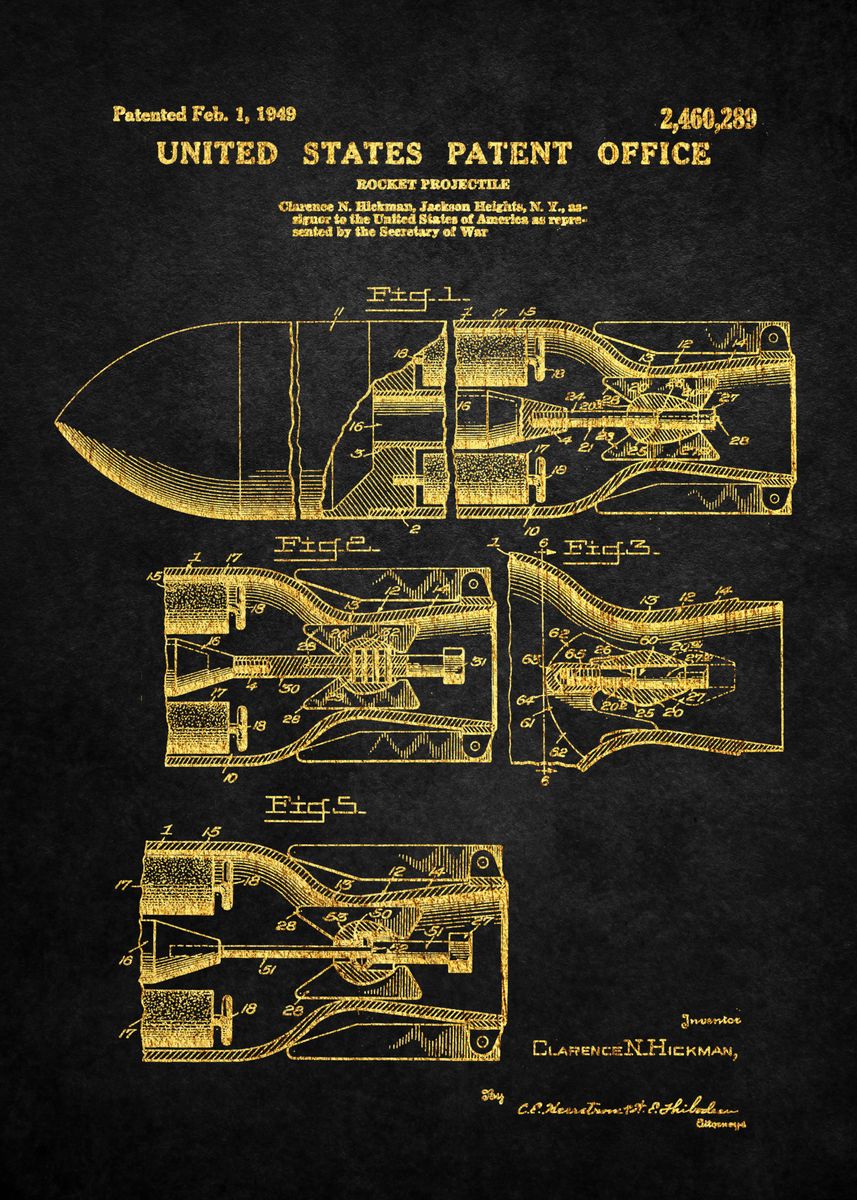 '22 Rocket Projectile Pate' Poster, picture, metal print, paint by ...