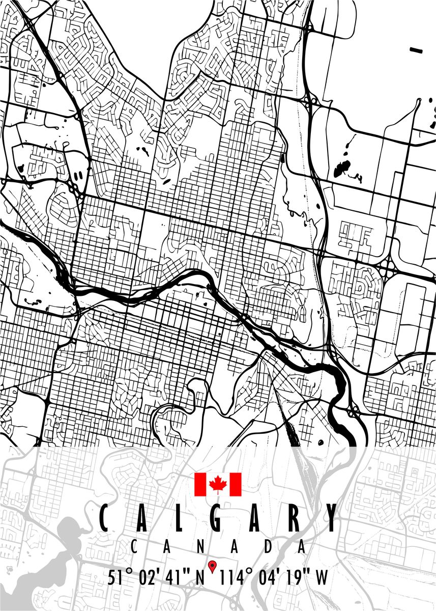 'CALGARY MAP CANADA' Poster, picture, metal print, paint by Artistic ...