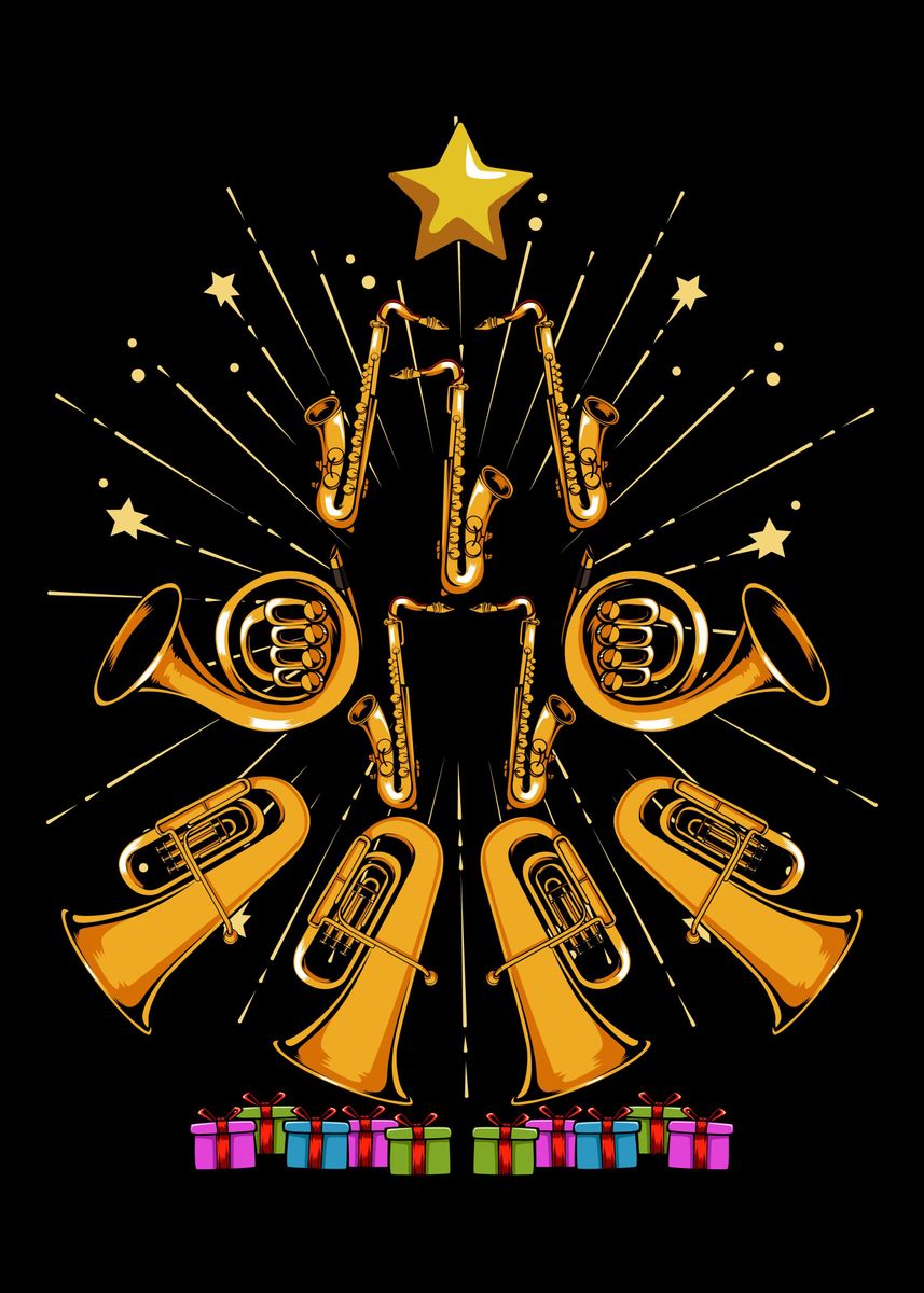 'Christmas Tuba Tree Music' Poster by SWAYSHIRT | Displate