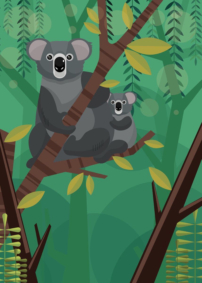 'Koala' Poster, picture, metal print, paint by Posterized Baby | Displate
