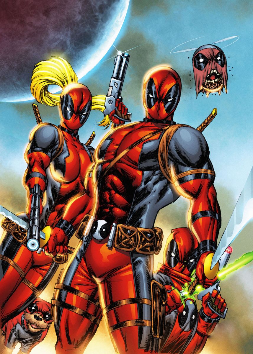 'Deadpool Family Action' Poster, picture, metal print, paint by Marvel ...