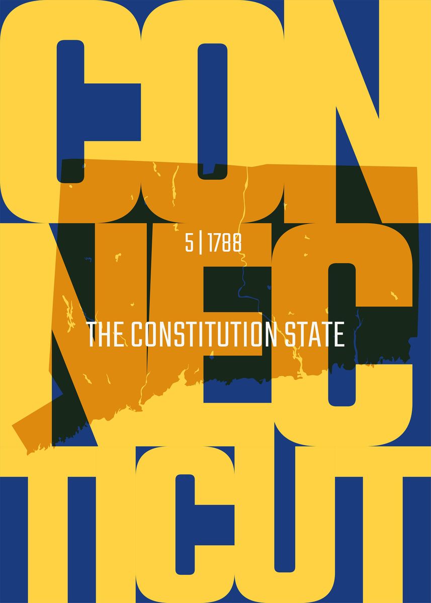 'connecticut state of USA' Poster, picture, metal print, paint by ...