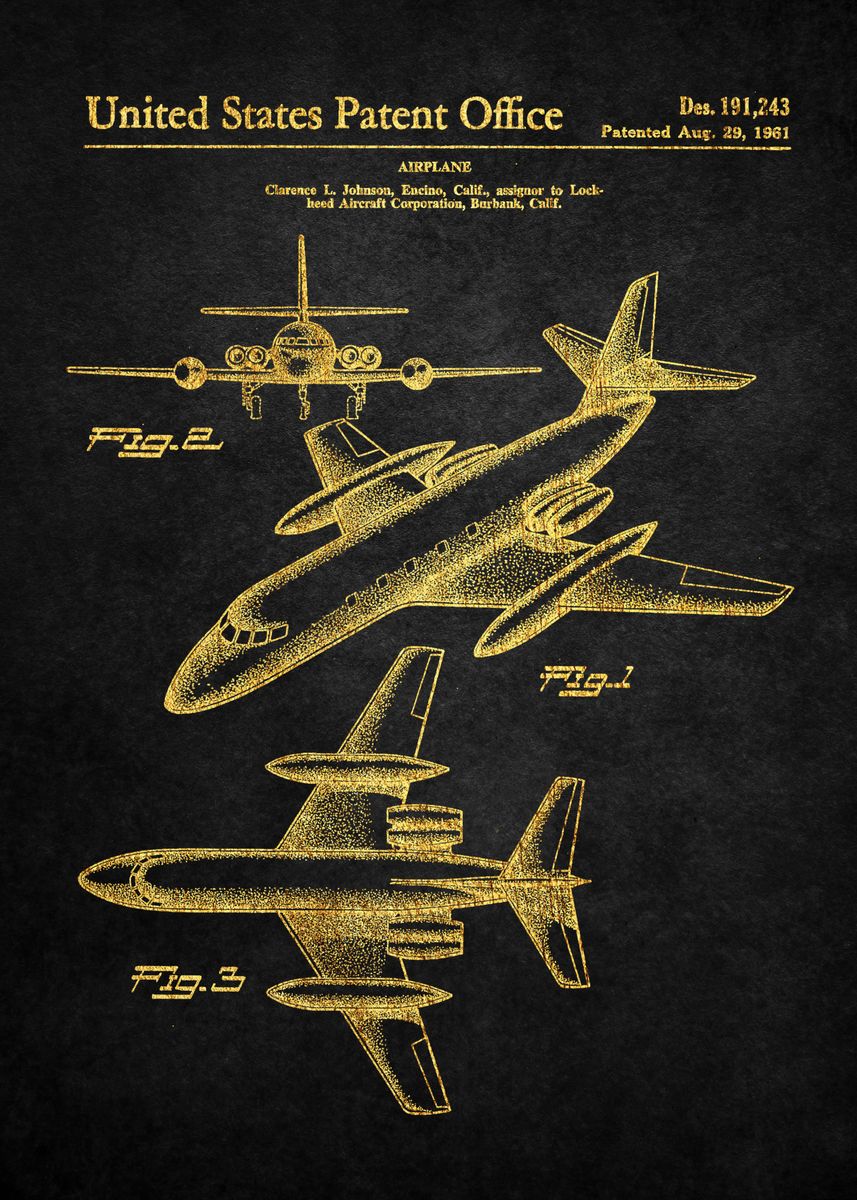 '25 1961 Lockheed Airplane' Poster, picture, metal print, paint by ...