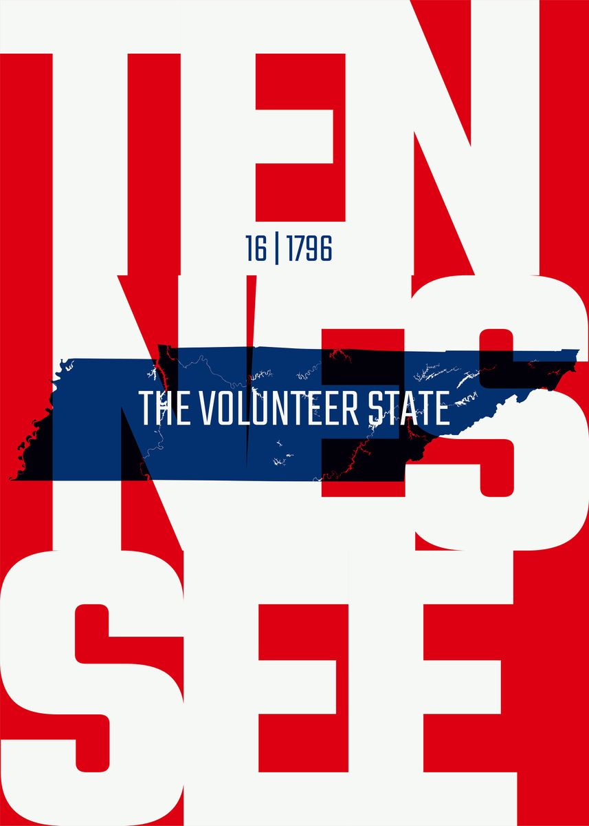 'Tennessee state of us' Poster, picture, metal print, paint by ...