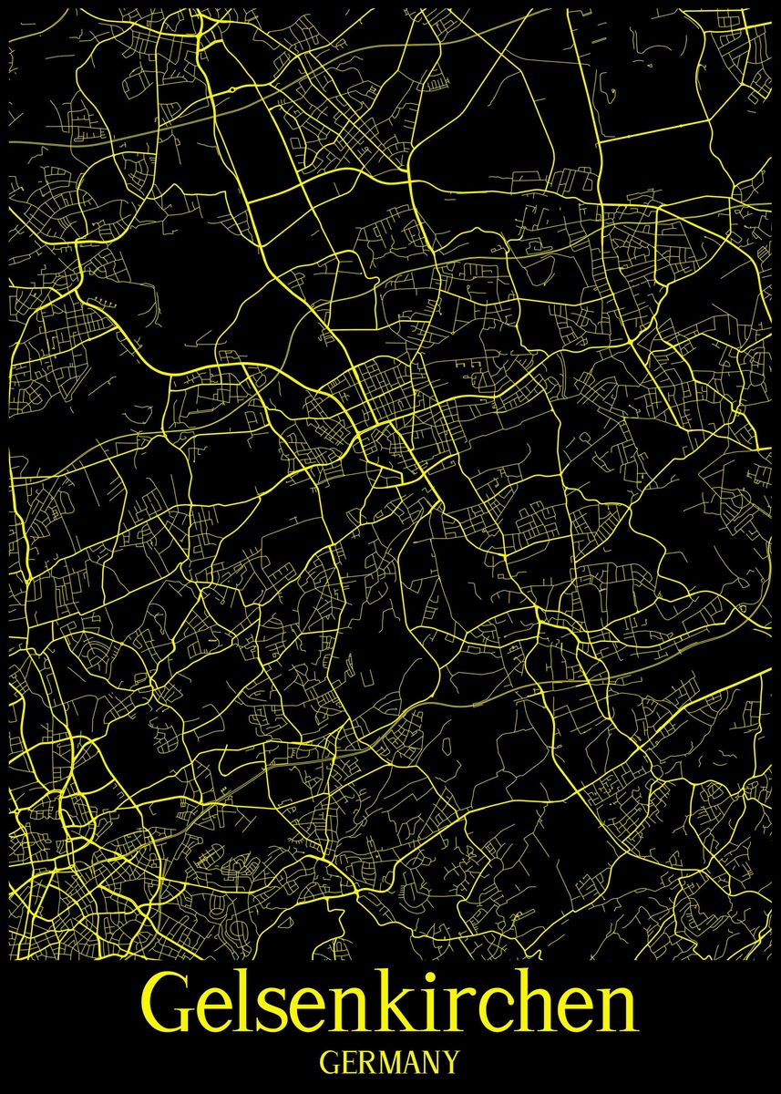 'Gelsenkirchen Map Germany' Poster, picture, metal print, paint by Max ...
