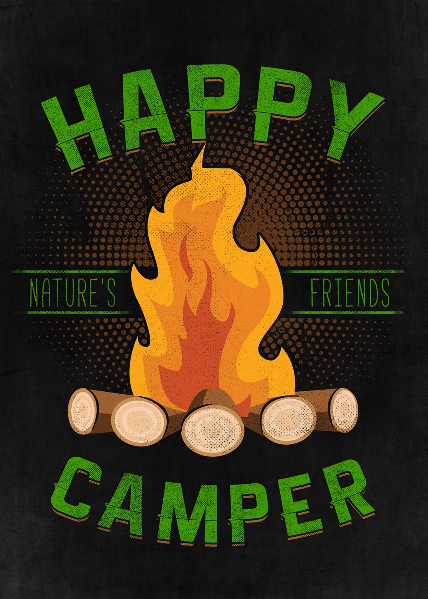 'Happy Camper' Poster, picture, metal print, paint by John Marinakis ...