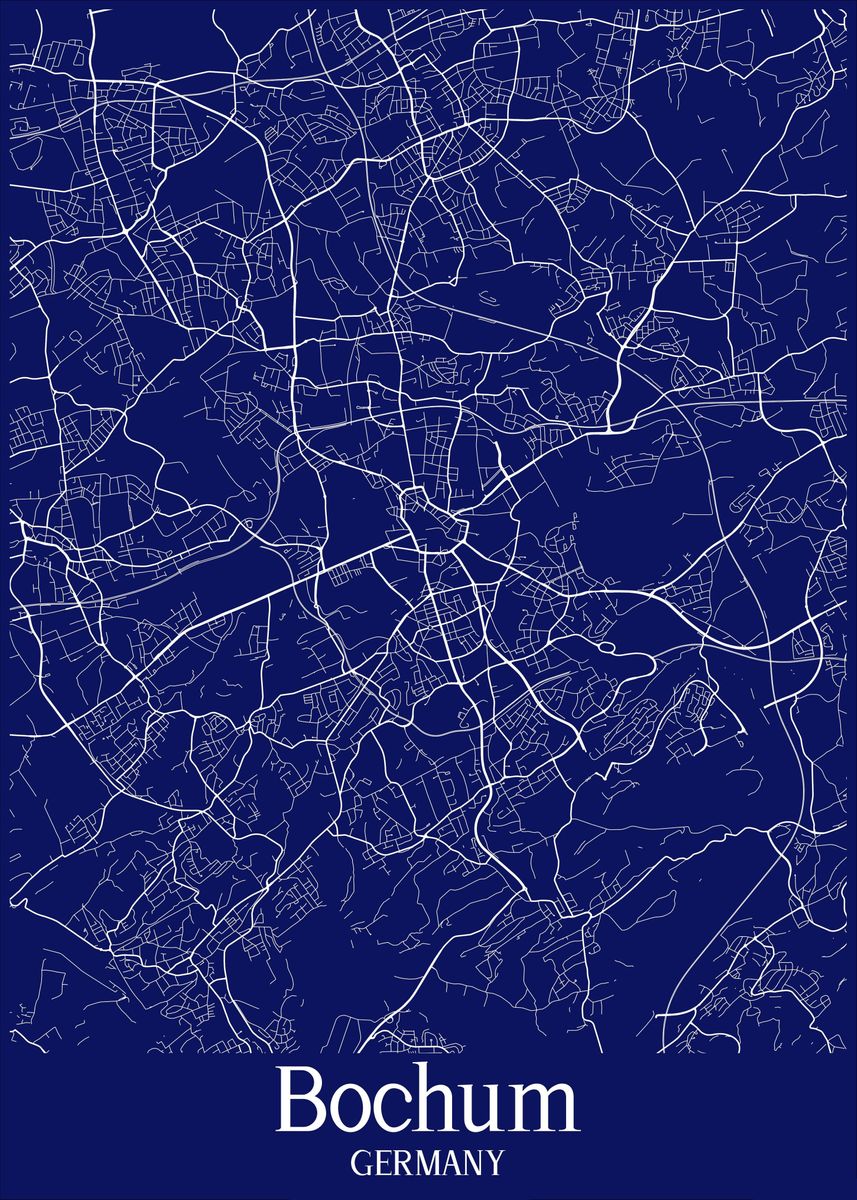 'Bochum City Map Germany' Poster, picture, metal print, paint by Max ...
