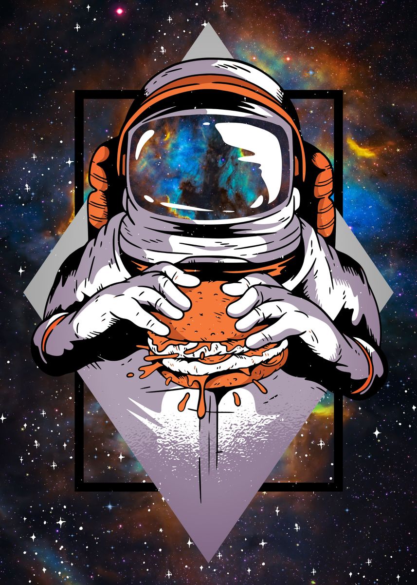 'Astronaut with Burger' Poster by BestPrints | Displate