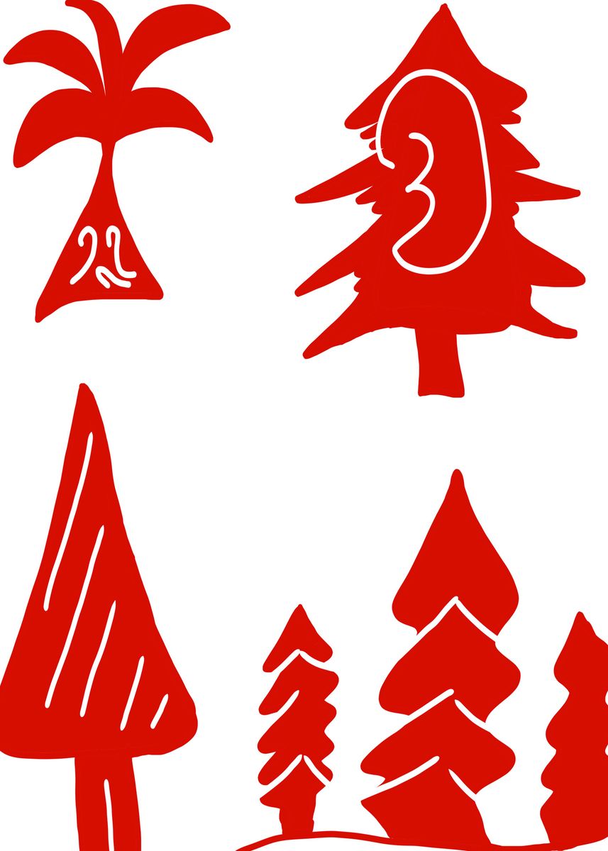 'red tree white background ' Poster, picture, metal print, paint by ...