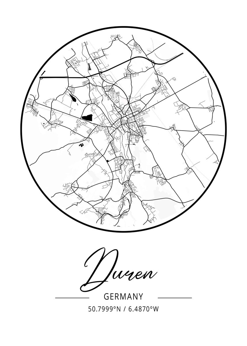 'Duren City Map Germany' Poster by Max Ronn | Displate
