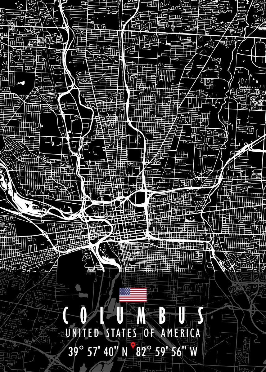 'COLUMBUS MAP USA' Poster by Artistic Paradigms | Displate