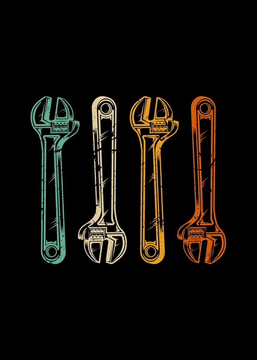 'Handyman Mechanic Retro' Poster, picture, metal print, paint by ...