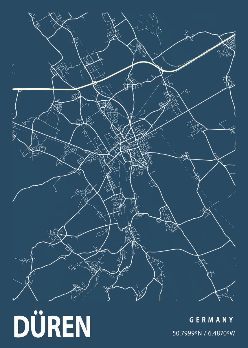 'Duren City Map Germany' Poster, picture, metal print, paint by Max ...