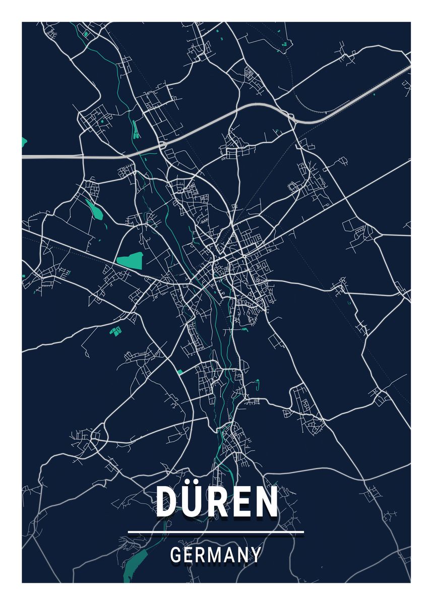 'Duren City Map Germany' Poster, picture, metal print, paint by Max ...