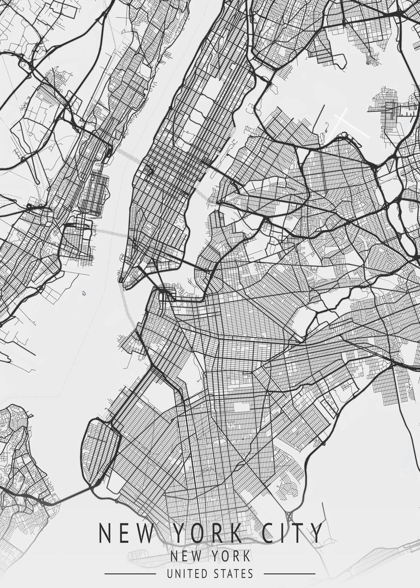 'New York City NYC MAP' Poster, picture, metal print, paint by Tim Hinz ...
