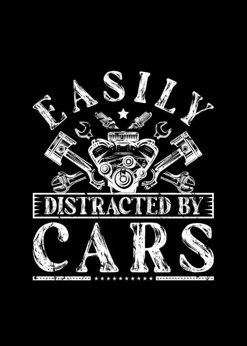 'Distracted Cars Mechanic' Poster, picture, metal print, paint by ...