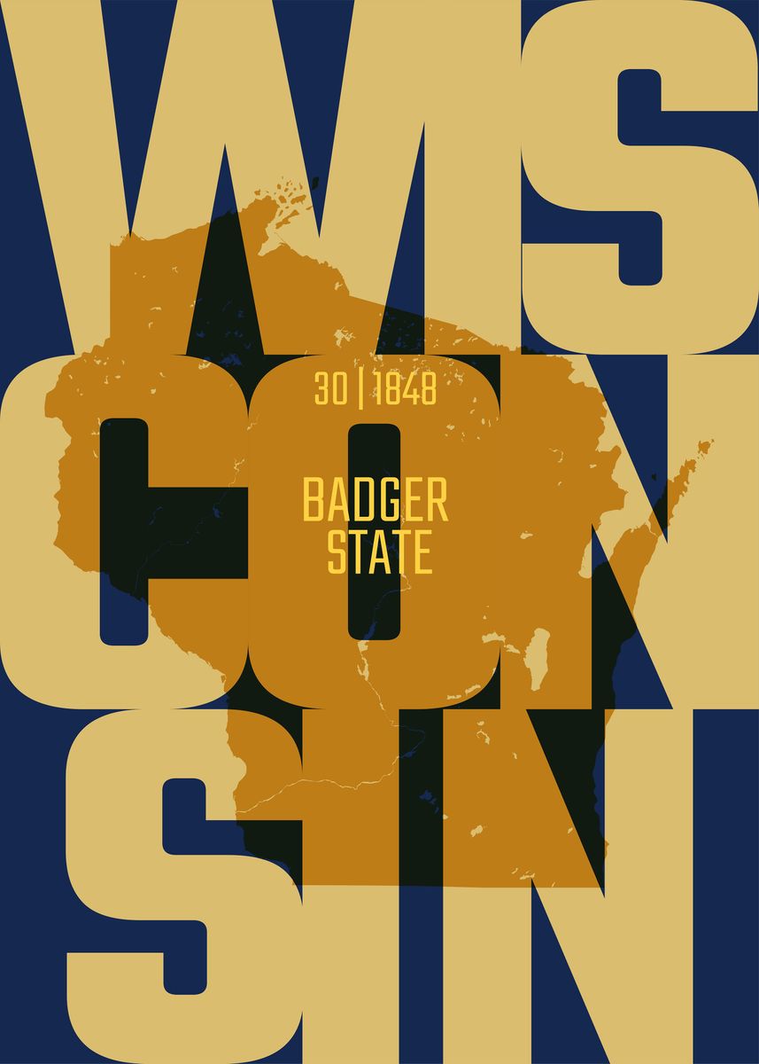 'Wisconsin state of usa' Poster, picture, metal print, paint by ...