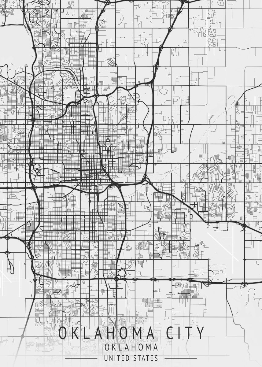 'Oklahoma City Map' Poster, picture, metal print, paint by Tim Hinz ...