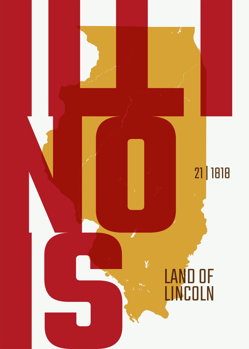 'Illinois us states ' Poster, picture, metal print, paint by ...