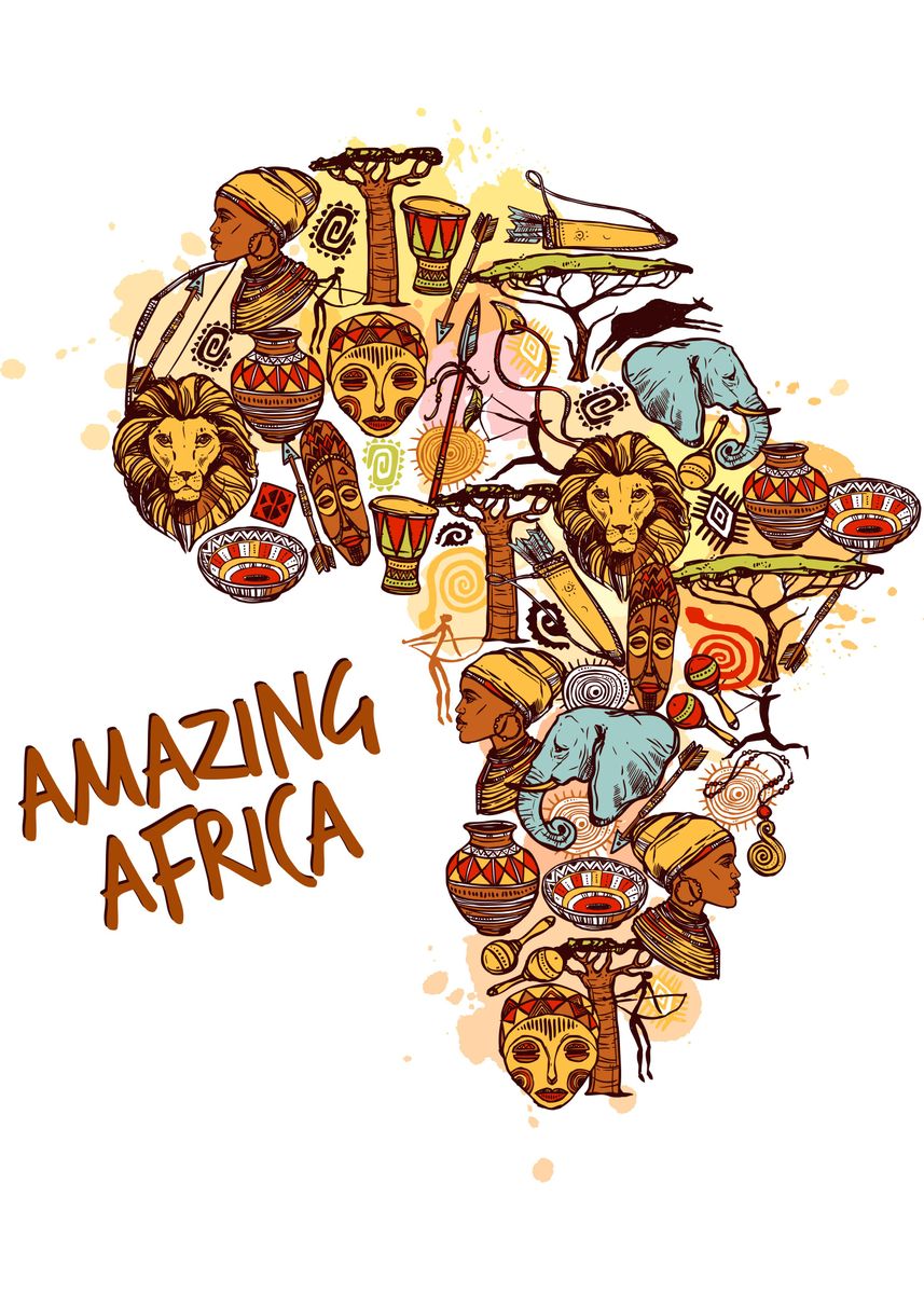 'Africa sketch concept' Poster by HildaWarren Studio | Displate