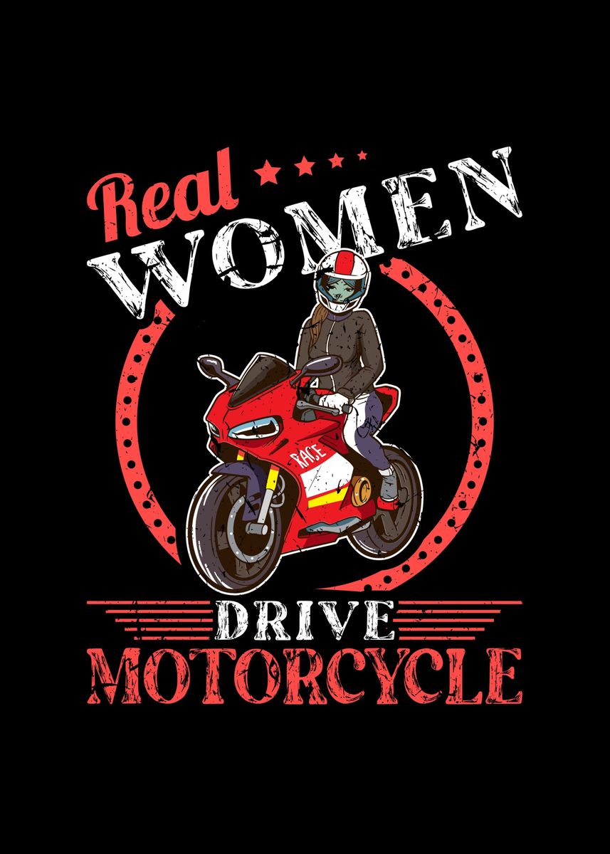 'Motorcycle Women Biker' Poster, picture, metal print, paint by ...
