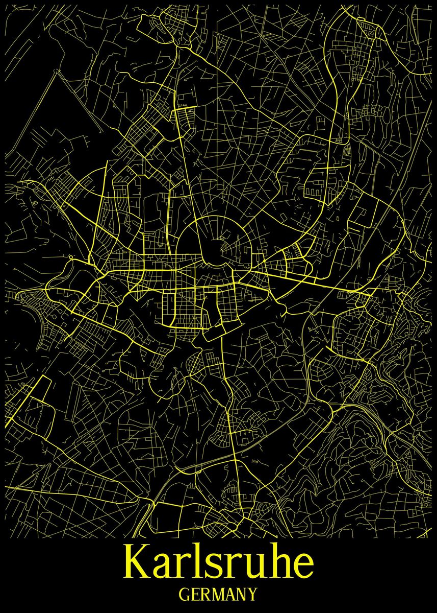 'Karlsruhe City Map Germany' Poster by Max Ronn | Displate