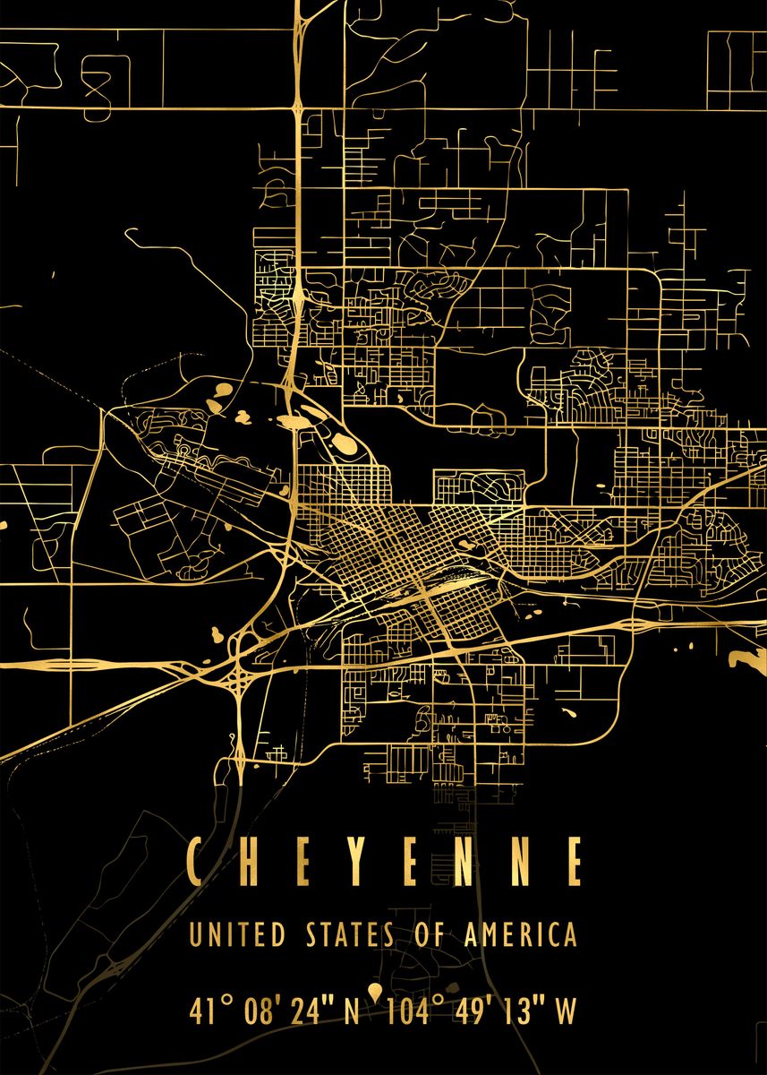 'CHEYENNE MAP USA' Poster, picture, metal print, paint by Artistic ...