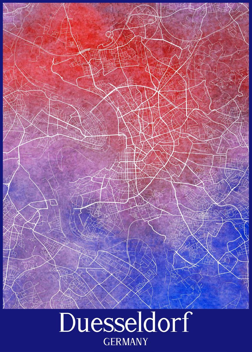 'Dusseldorf Map Germany' Poster by Max Ronn | Displate