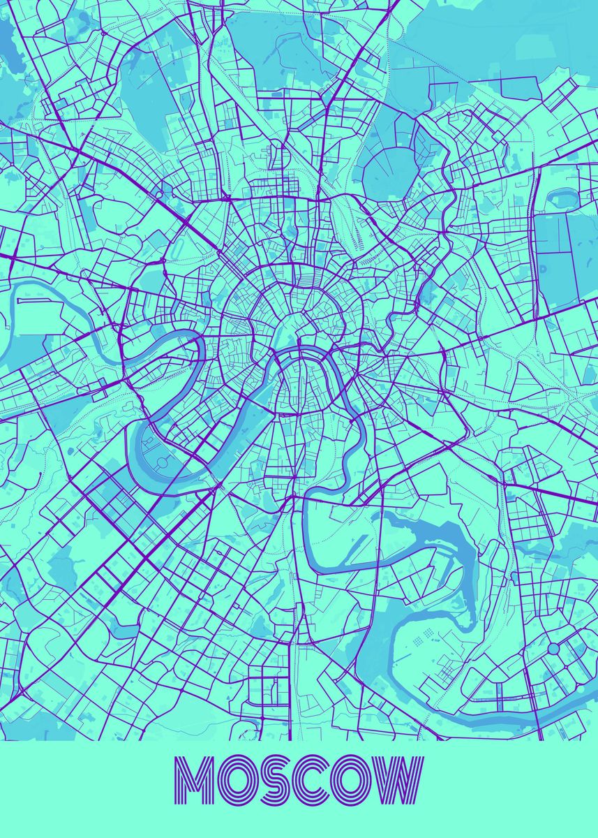 'Moscow City Map Russia' Poster by Max Ronn | Displate